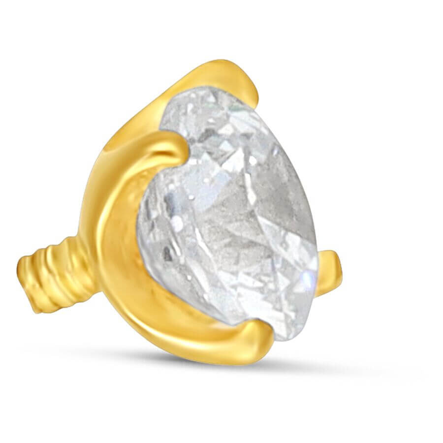 14k Guld Invändigt Gängad Princess Crystal Topp