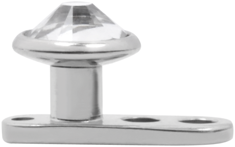 Jewelled Dermal Anchor - Three Hole Plate (1.5mm Height)