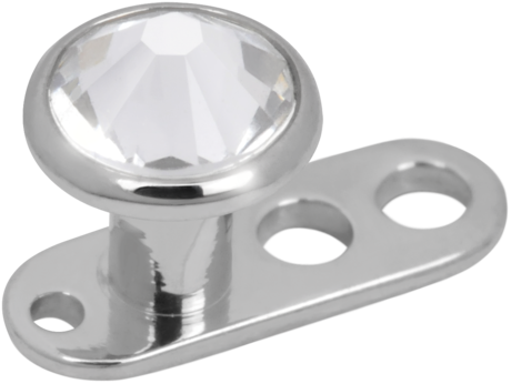 Jewelled Micro Dermal Anchor - Three Hole Plate (2.0mm Height)